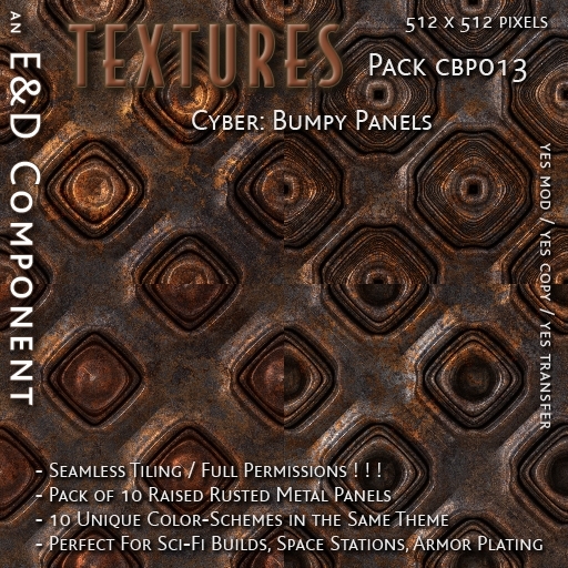 Second Life Marketplace - [CBP013] 10 Raised / Bumpy Rusted Cyber Space ...