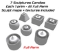 Second Life Marketplace - 7 sculptured candles + sculpt maps + textures ...