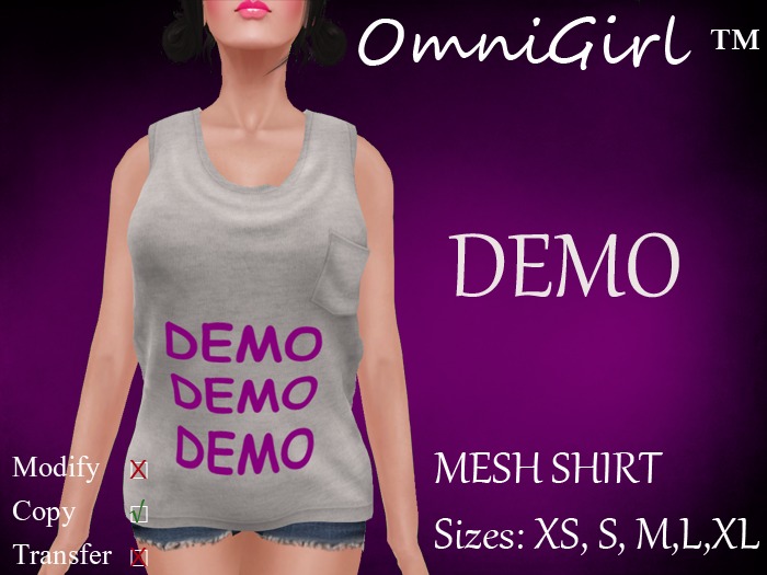 Second Life Marketplace - mesh shirt 3 DEMO [OmniGirl]