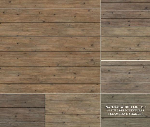 Second Life Marketplace - Natural Wood (Lights) { 40 seamless & shaded ...