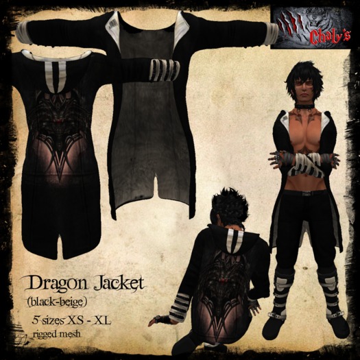 Second Life Marketplace - ::Chaly's:: Dragon Jacket / Coat beige (male)