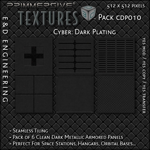 Second Life Marketplace - [CDP010] 6 512px Dark Steel Hull Plate ...