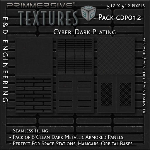 Second Life Marketplace - [CDP012] 6 512px Dark Steel Hull Plate ...