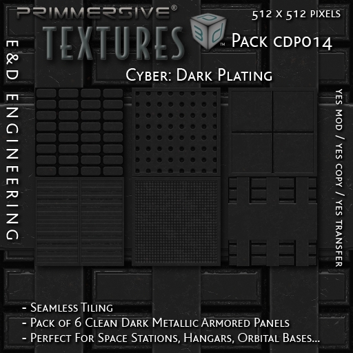 Second Life Marketplace - [CDP014] 6 512px Dark Steel Hull Plate ...