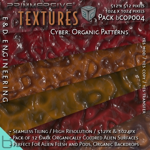 Second Life Marketplace - [bCOP004] 12 512px and 1024px Dark Organic ...