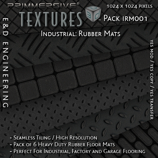 Second Life Marketplace - [IRM001] 6 1024px Heavy Duty Rubber Floor ...