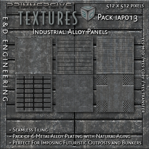 Second Life Marketplace - [IAP013] 6 512px Aged Gray Steel Alloy Panel ...