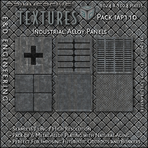 Second Life Marketplace - [IAP110] 6 1024px Aged Gray Steel Alloy Panel ...