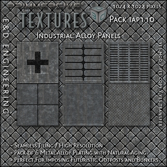 Second Life Marketplace - [IAP110] 6 1024px Aged Gray Steel Alloy Panel ...