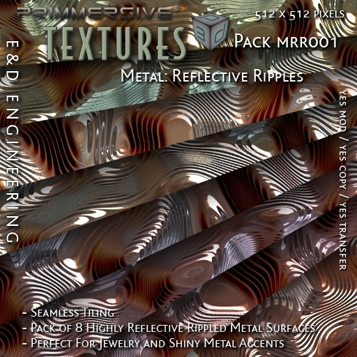 Second Life Marketplace - [MRR001] 8 512px Highly Reflective Rippled ...