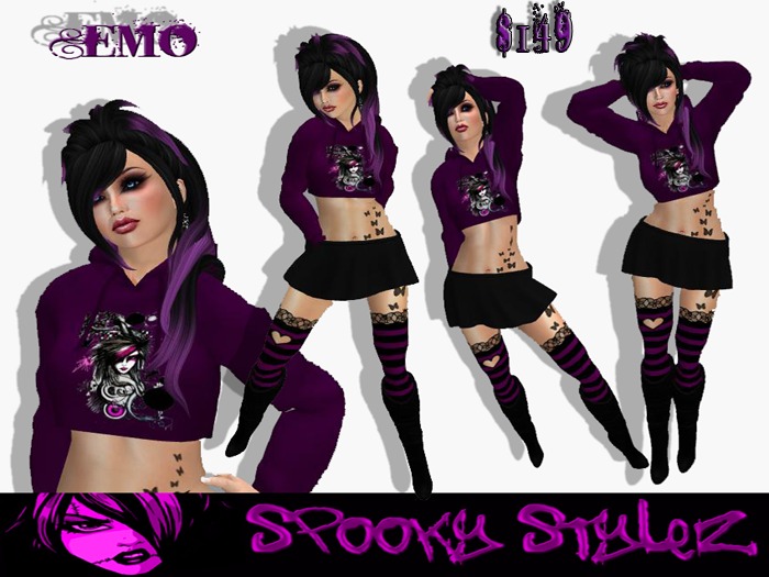 Second Life Marketplace - [Spooky Stylez]- Purple Emo V1