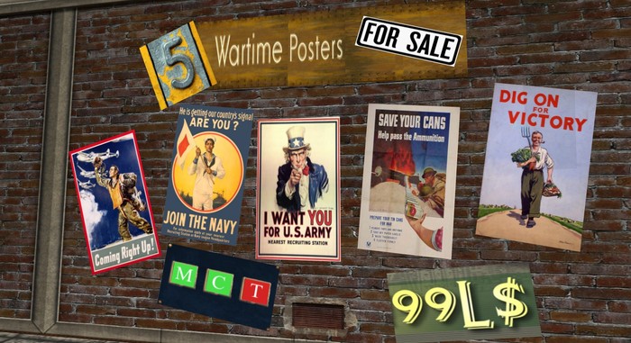 Second Life Marketplace - Box: 5 Vintage Wartime Posters