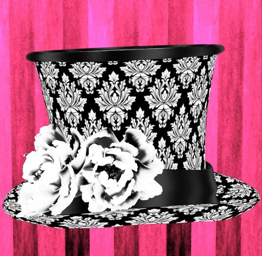 Second Life Marketplace - The Mad Hattery Black & White Damask Peony ...