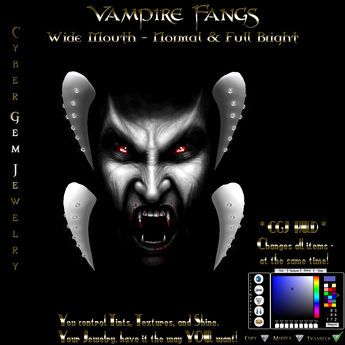 Second Life Marketplace - Vampire Fangs (Wide mouth) HUD Enabled