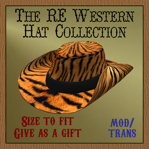 Second Life Marketplace - RE Western Cowboy Hat Tiger Fur w/Band ...