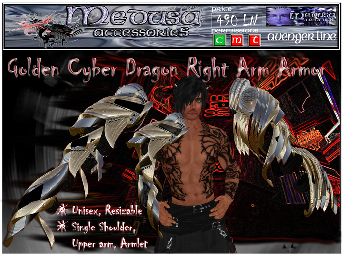 Second Life Marketplace - ~ Medusa Accessories ~ Golden Cyber Dragon ...