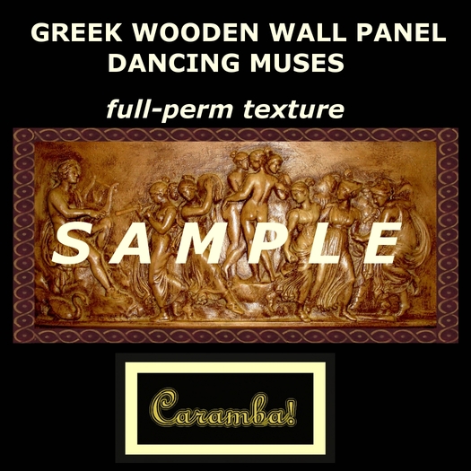 Second Life Marketplace - Greek wooden wall panel Dancing Muses - texture