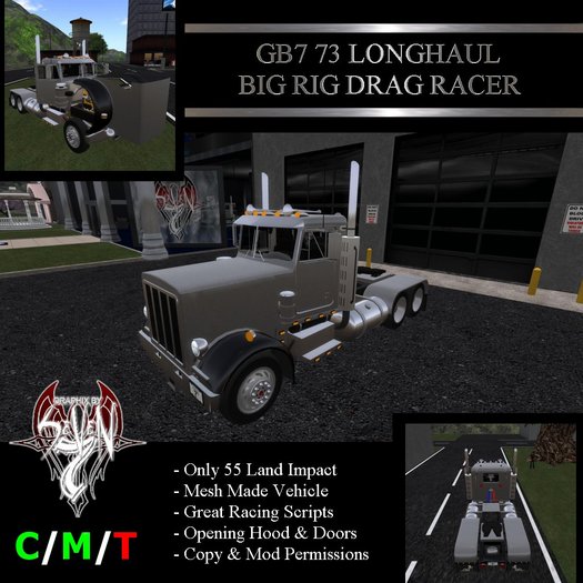 Second Life Marketplace - GB7 73 Longhaul Big Rig Drag Racer