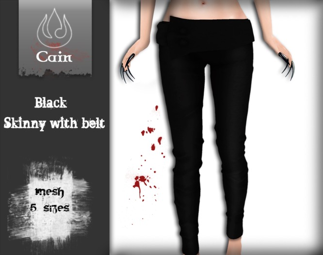 Second Life Marketplace - Cain - Black - Skinny with belt