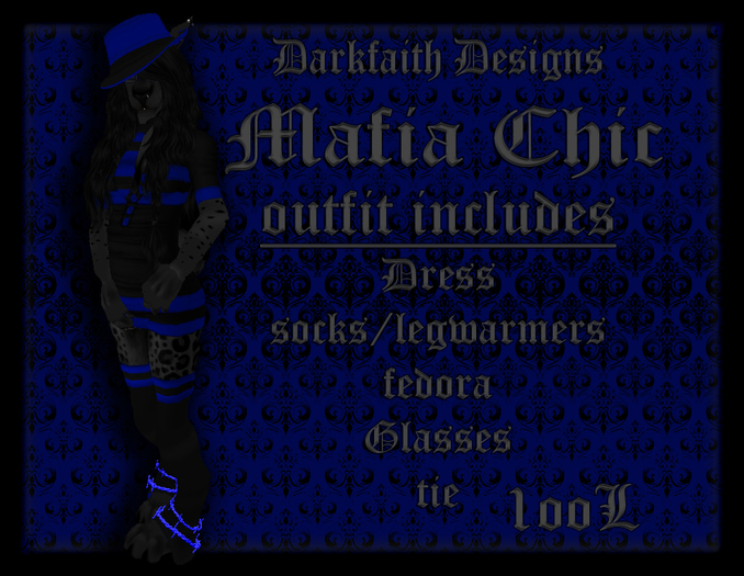Second Life Marketplace - Mafia Chic Blue COMPLETE OUTFIT!!!