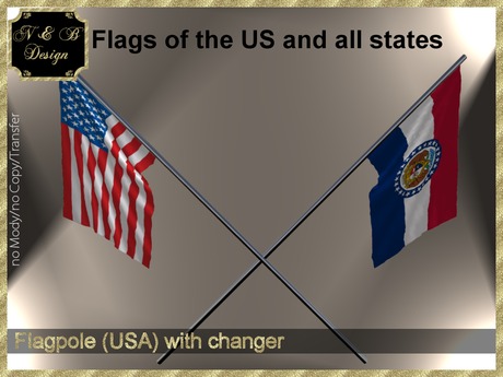 Second Life Marketplace - *N & B Design* Flagpole (USA) with changer