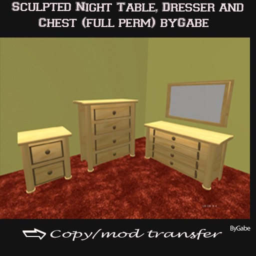 Second Life Marketplace - Untextured Sculpted Night Table, Dresser ...