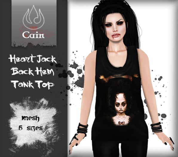 Second Life Marketplace - Cain - Heart Jack - Back Hem Tank Top ...