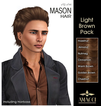 Second Life Marketplace - Amacci Hair ~ Mason - Light Brown Pack