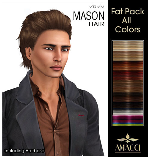 Second Life Marketplace - Amacci Hair ~ Mason - Fat Pack All Colors