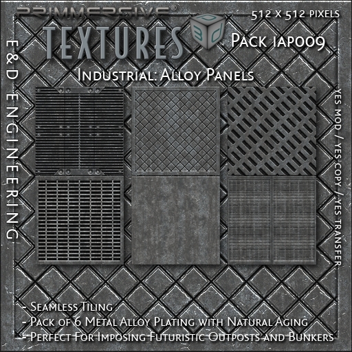 Second Life Marketplace - [IAP009] 6 512px Aged Gray Steel Alloy Panel ...