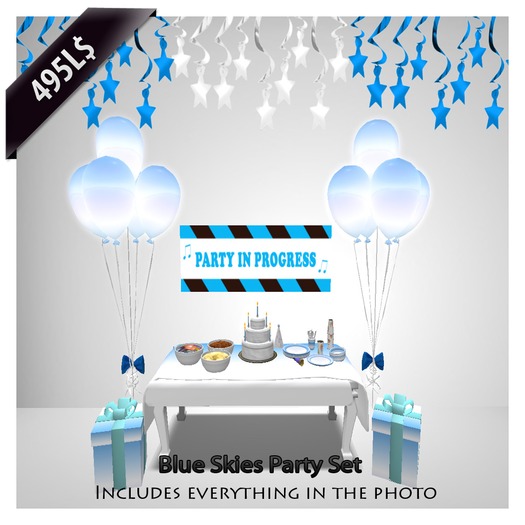 Second Life Marketplace - [Celebrationz] Light Blue Party Theme Set