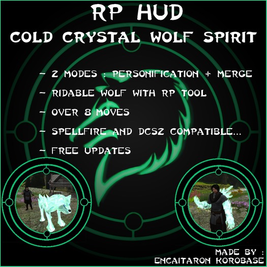 Second Life Marketplace - RP Hud: Cold Crystal Wolf Spirit (Green)