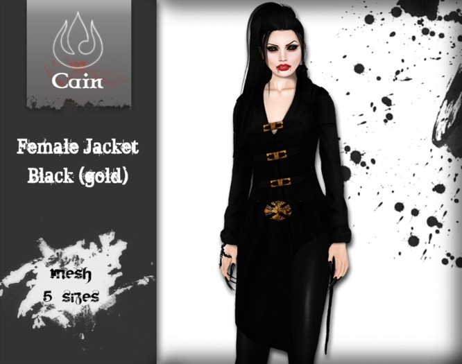 Second Life Marketplace - Cain - Black (gold) - Female Jacket (classic ...