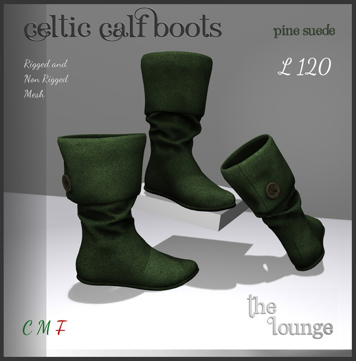 Second Life Marketplace - the Lounge - Celtic Calf Boots in Pine Suede