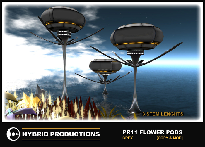 Second Life Marketplace - HYBRID PRODUCTIONS - PR11 FLOWER POD [GREY]