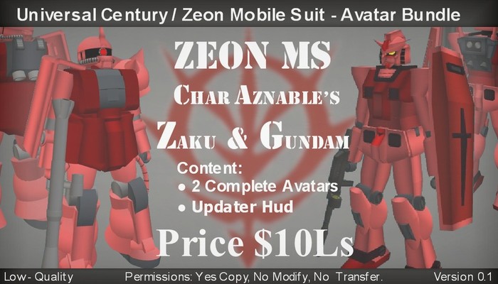 Second Life Marketplace - Zeon MS Char set #1 (MSG:UC, Low quality)
