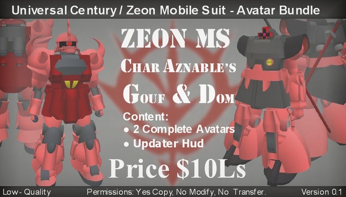 Second Life Marketplace - Zeon MS Char set #2 (MSG:UC, Low quality)