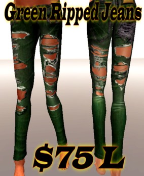 Second Life Marketplace - .::FS::. green ripped jeans