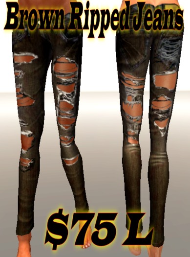Second Life Marketplace - .::FS::. brown ripped jeans