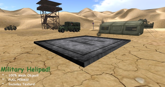 Second Life Marketplace - Military Mesh Helipad - FULL PERMS! Only 1 Prim!
