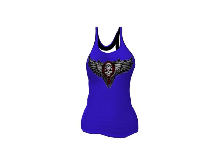 Second Life Marketplace - Tank top Normal_female Blue Wing Skull