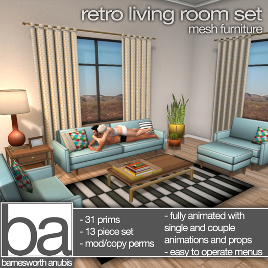 Second Life Marketplace - [ba] retro living room PG - blue