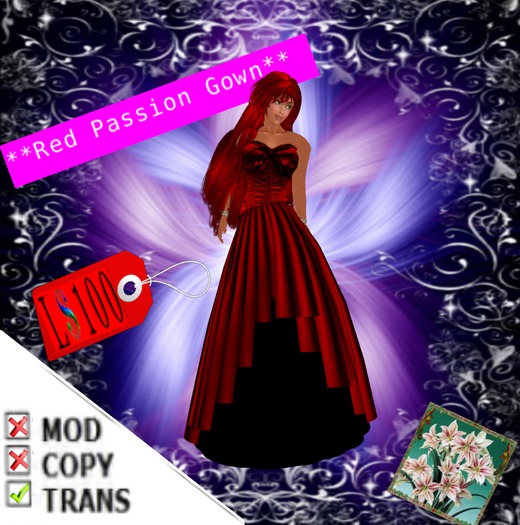 Second Life Marketplace Passion Gown Red
