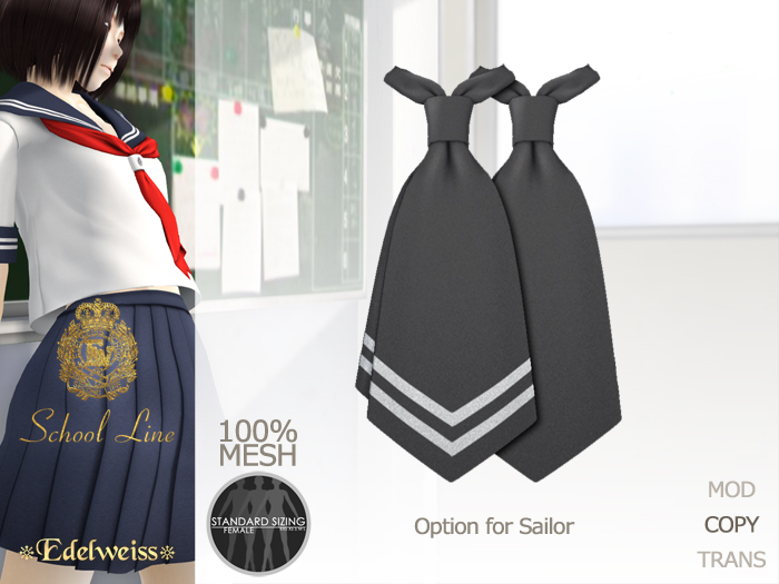 Second Life Marketplace - *Edelweiss* School-Line Sailor Ribbon04 - gray