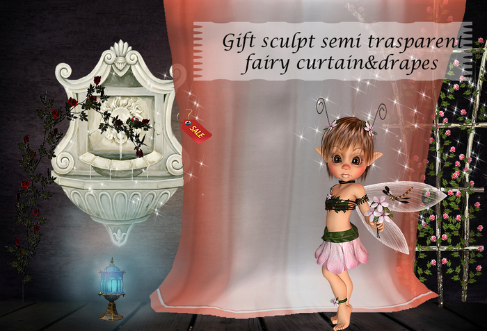 Second Life Marketplace - Gift sculpt semi trasparent curtain &drapes red