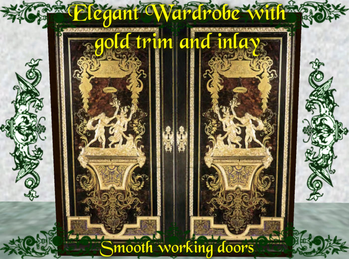 Second Life Marketplace - Exclusive Elegant Wardrobe with Gold trim and ...