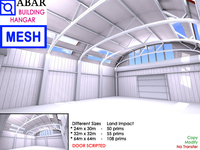Second Life Marketplace - ABAR - BLD001 BUILDING HANGAR - BOX MARKET