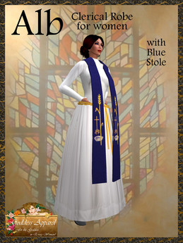 Second Life Marketplace - *Goddess* Pastor's Alb with Blue Stole for Women