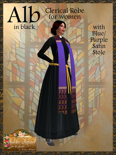Second Life Marketplace - *Goddess* Pastor's Black Alb with Purple ...