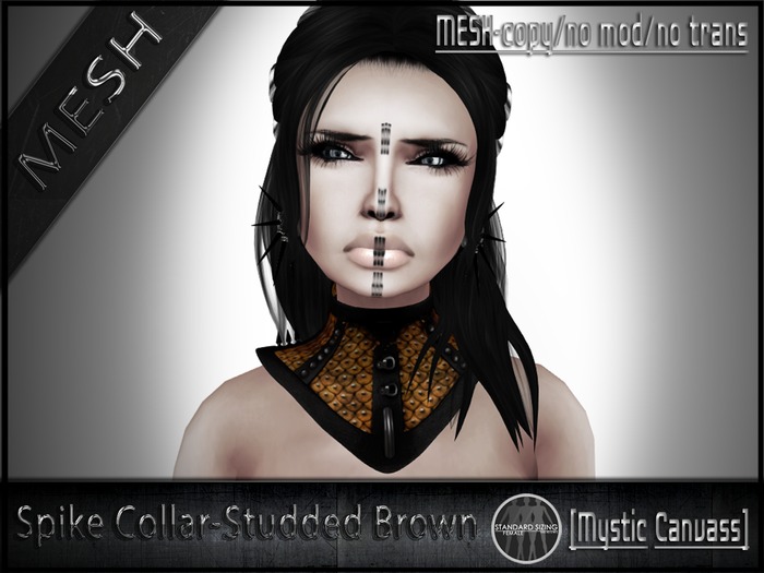 Second Life Marketplace - [MC] Spike Collar Studded [MESH]-Brown